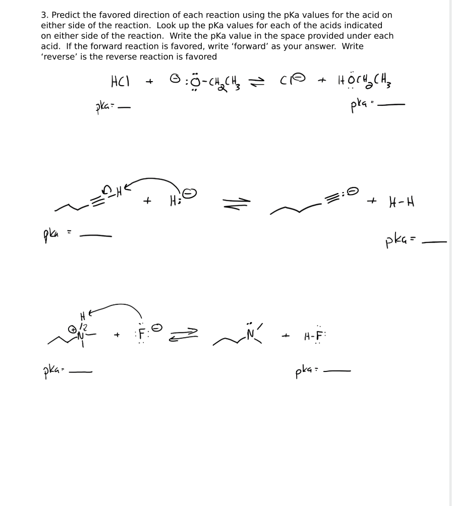 Solved 3. Predict the favored direction of each reaction | Chegg.com
