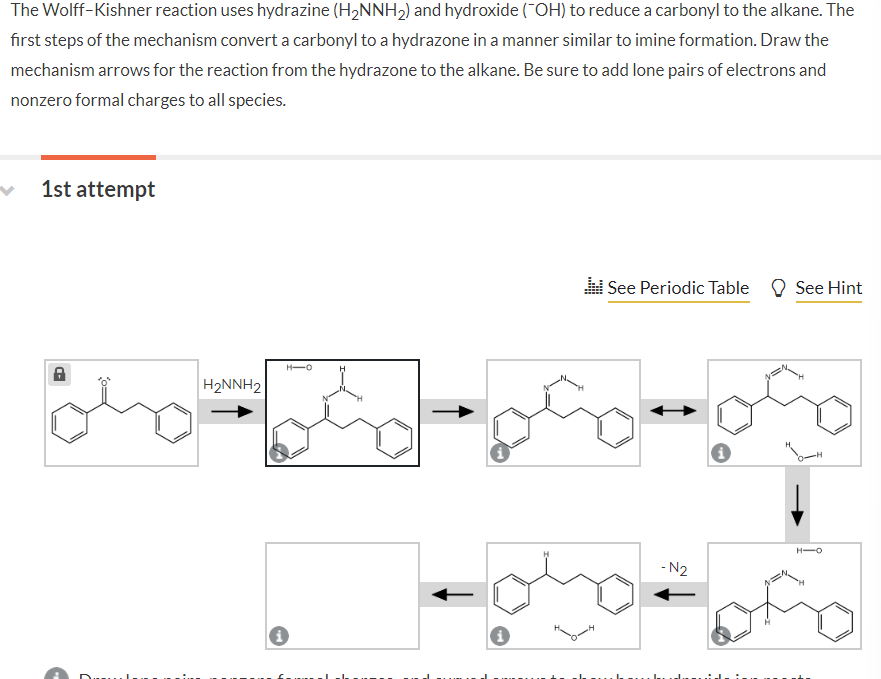 Solved The Wolff-Kishner reaction uses hydrazine (H2NNH2) | Chegg.com