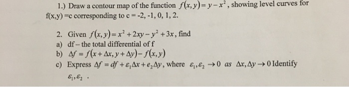 Solved Draw a contour map of the function f(x, y) = y-x^2, | Chegg.com