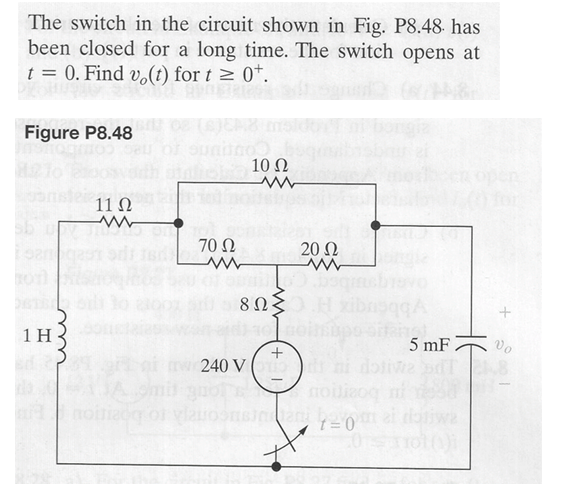 Solved The switch in ﻿the circuit shown in ﻿Fig. P8.48 | Chegg.com