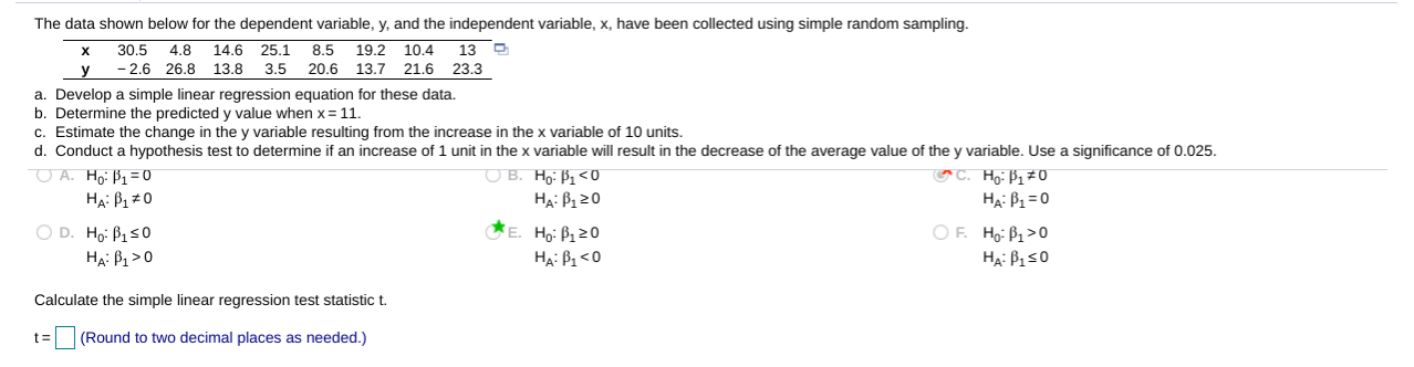 Solved х The data shown below for the dependent variable, y, | Chegg.com