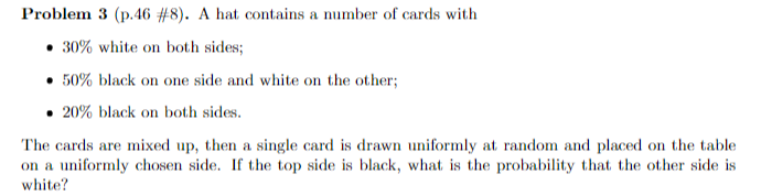 Solved Problem 3 (p.46 \#8). A hat contains a number of | Chegg.com
