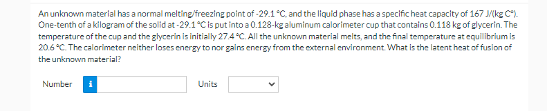 Solved An unknown material has a normal melting/freezing | Chegg.com