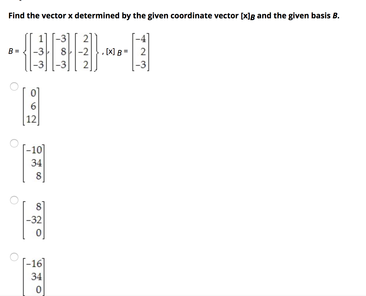 Solved Find the vector x determined by the given coordinate | Chegg.com