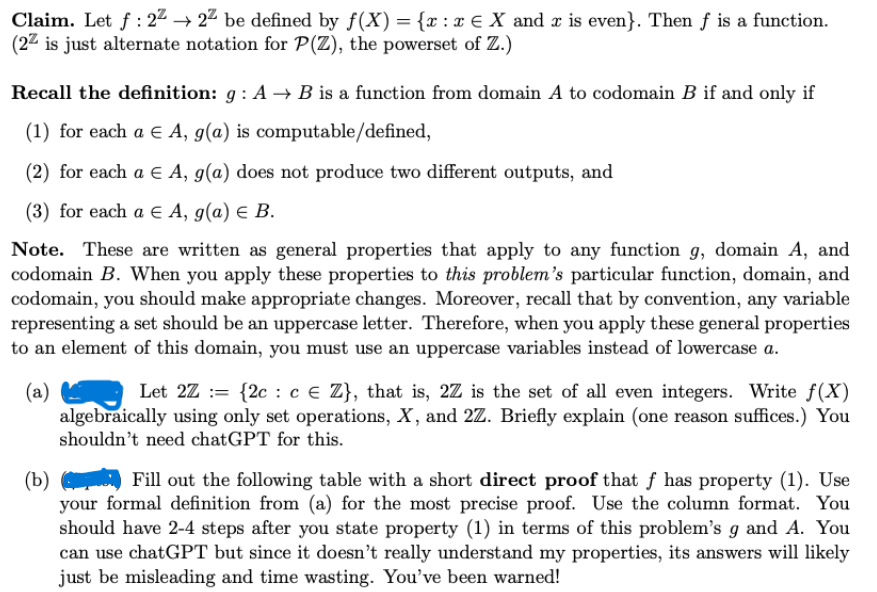Solved d) → Fill out the following table with a direct proof | Chegg.com