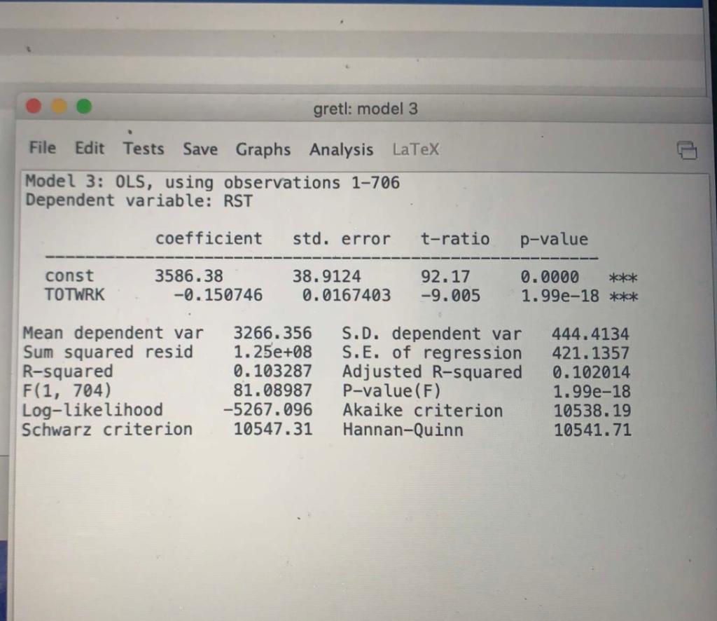 Solved Use GRETL to generate the ANOVA table for the | Chegg.com