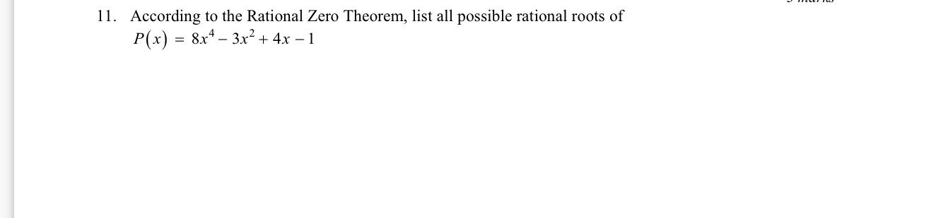 Solved According to the Rational Zero Theorem, list all | Chegg.com