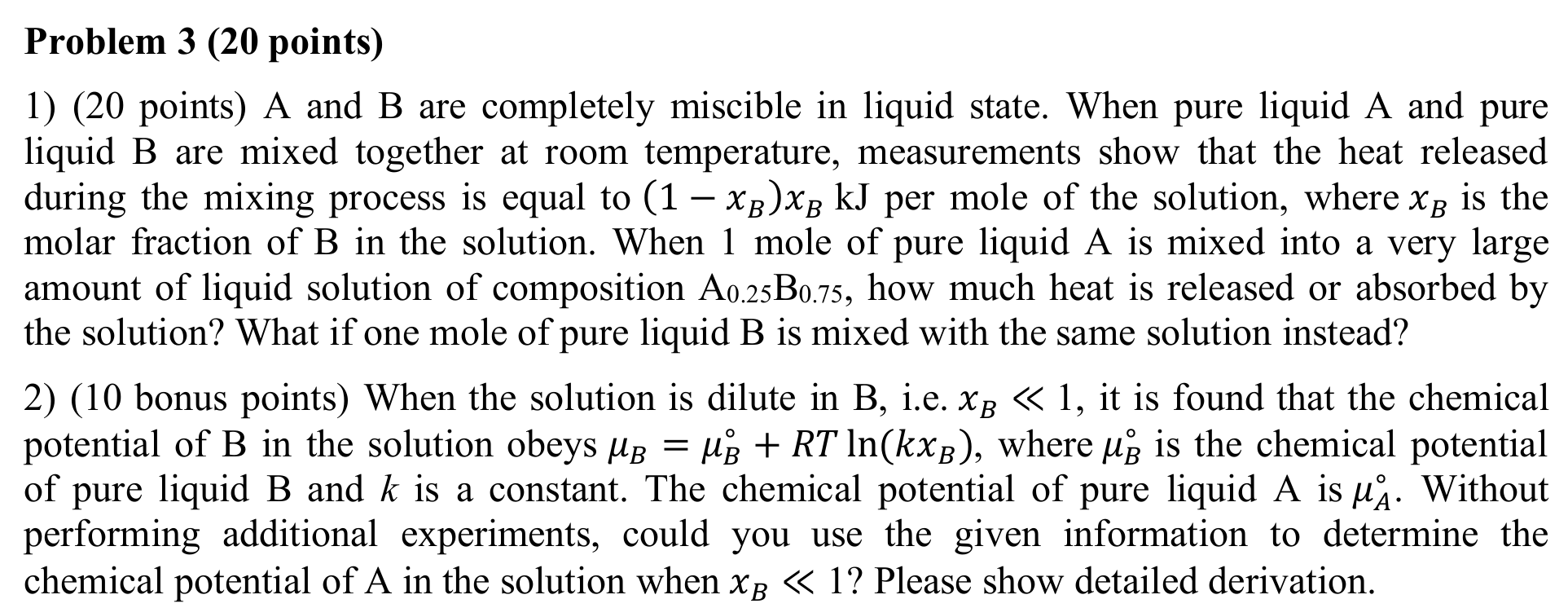 Solved Problem 3 (20 points)(20 points) A and B are | Chegg.com Solved Problem 3 (20 points)(20 points) A and B are | Chegg.com