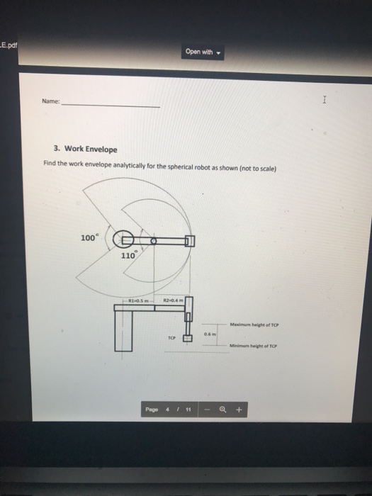 Solved E.pdf Open with Name: 3. Work Envelope Find the | Chegg.com