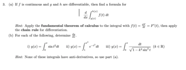 Solved 3. (a) Iff is continuous and g and h are | Chegg.com