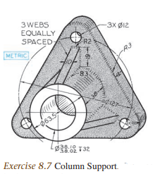 Solved Make aligned section view as shown above. Make | Chegg.com