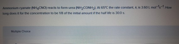 Solved How Ammonium cyanate (NH4CNO) reacts to form urea | Chegg.com