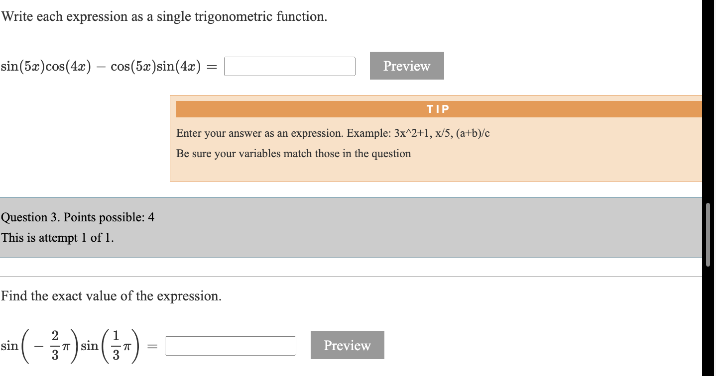 Solved Write each expression as a single trigonometric | Chegg.com