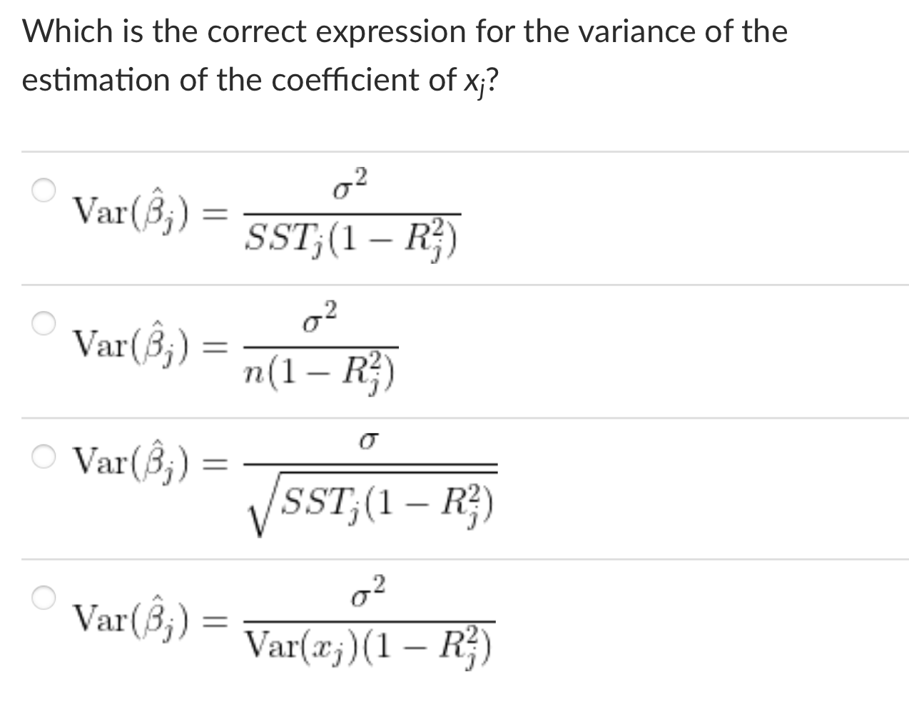 Solved Which is the correct expression for the variance of | Chegg.com