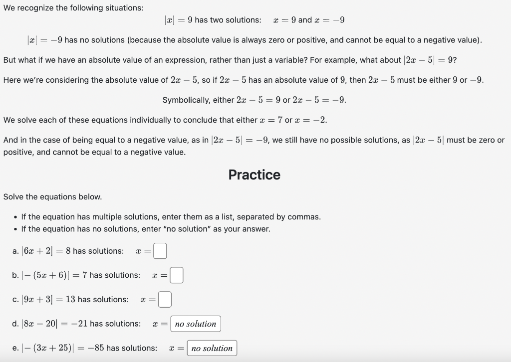 Solved We recognize the following situations: ∣x∣=9 has two | Chegg.com