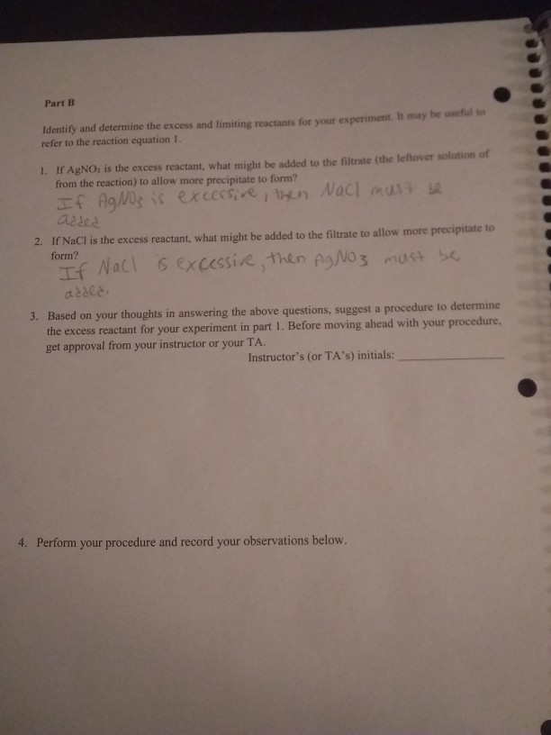 Solved Part B Identify and determine the excess and limiting | Chegg.com