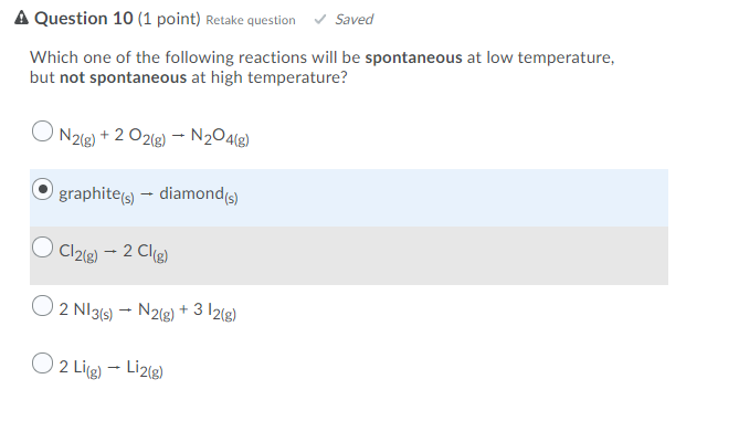 Solved A Question 10 (1 point) Retake question Saved Which | Chegg.com
