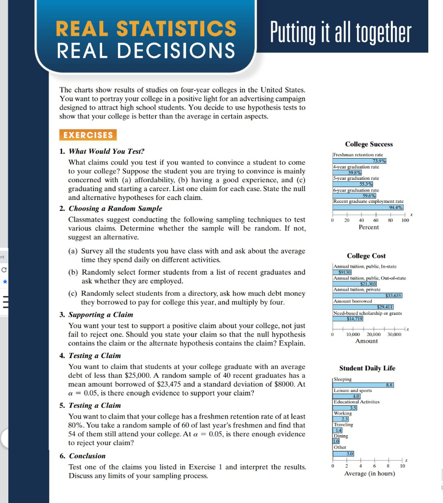 Solved REAL STATISTICS REAL DECISIONS Putting it all | Chegg.com