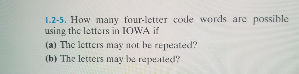 Solved 1.2-5. How many four-letter code words are possible | Chegg.com
