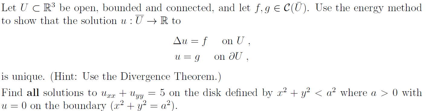 Solved Let U CR3 be open, bounded and connected, and let f, | Chegg.com