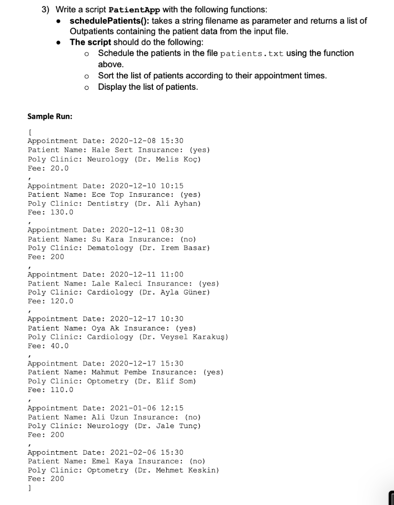 Solved 1. Create a class, Patient, with the following data | Chegg.com