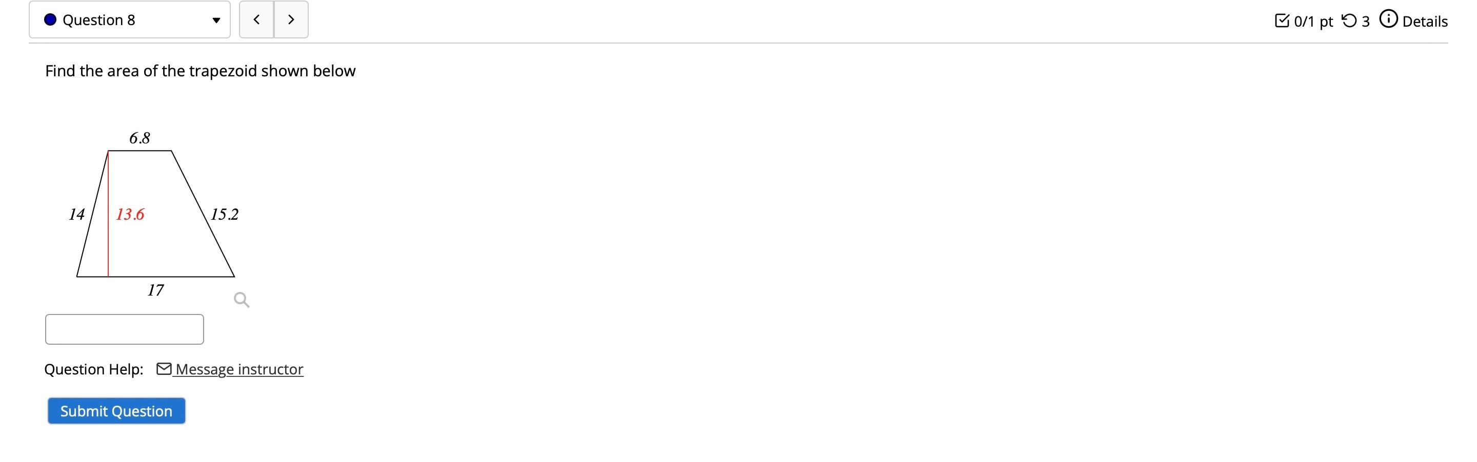 Solved Find the area of the trapezoid shown below | Chegg.com