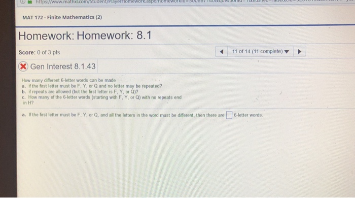 Solved MAT 172-Finite Mathematics (2) Homework: Homework: | Chegg.com