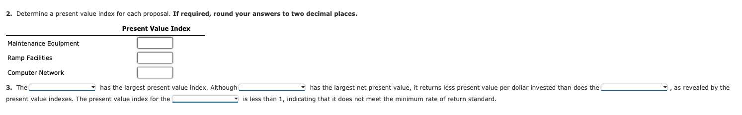 Solved Net Present Value Method, Present Value Index, and | Chegg.com