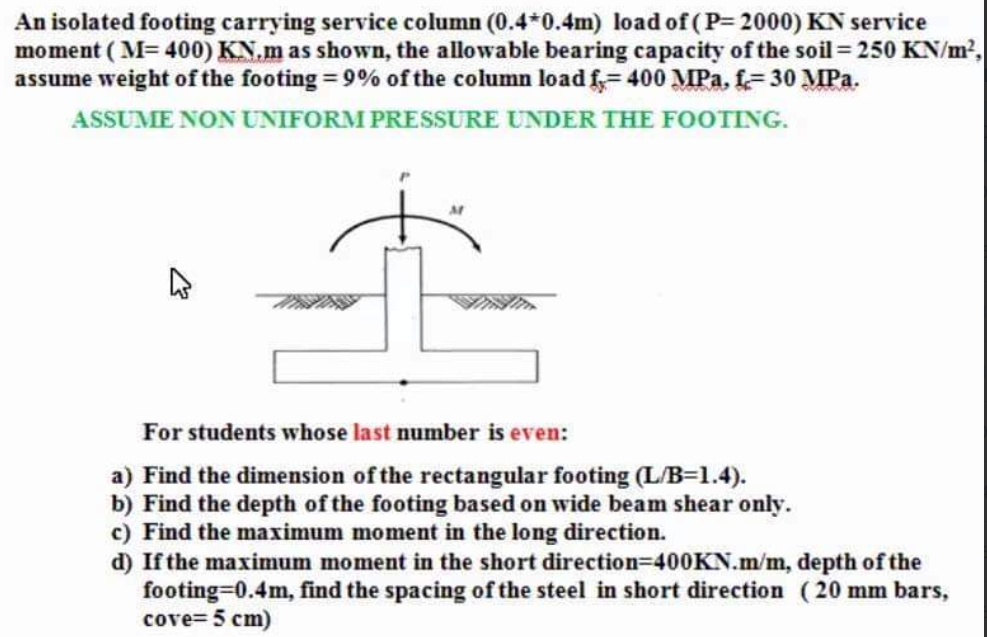 Solved An isolated footing carrying service column | Chegg.com