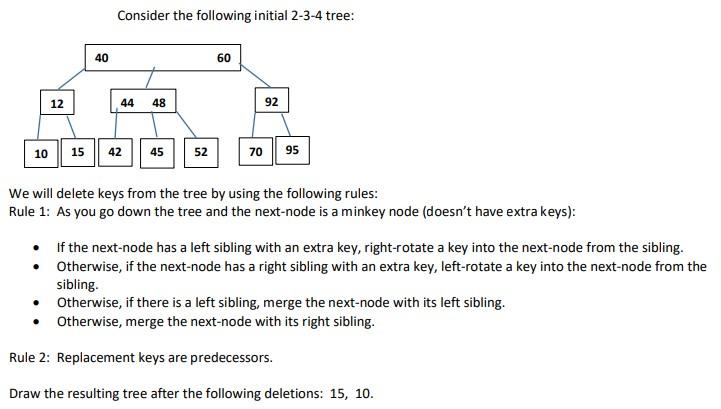 Solved Consider the following initial 2-3-4 tree: 40 60 12 | Chegg.com