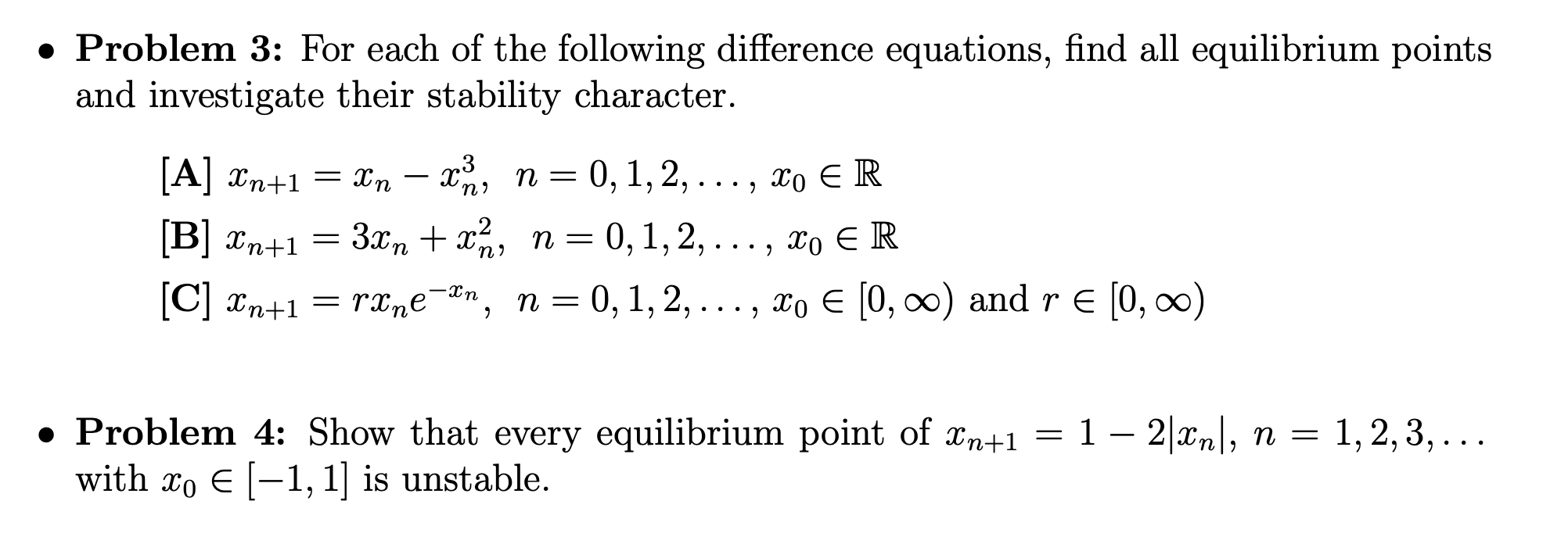 Solved • Problem 3: For each of the following difference | Chegg.com