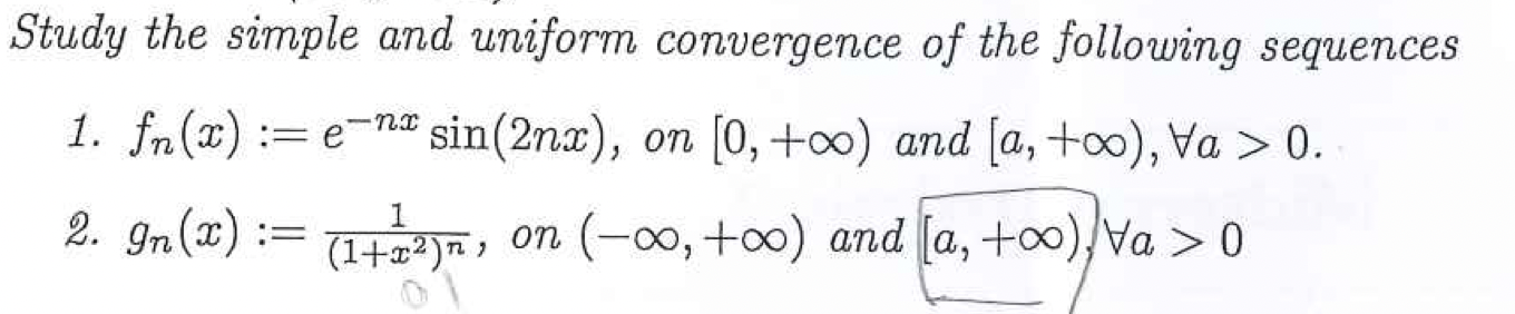 Solved Study the simple and uniform convergence of the | Chegg.com