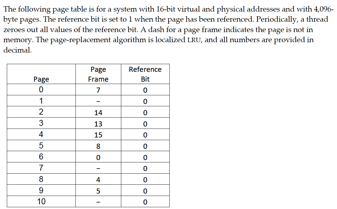 Solved The following page table is for a system with 16-bit | Chegg.com