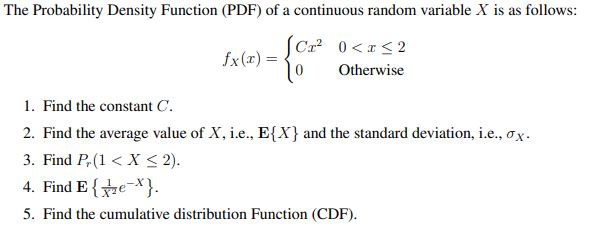 Solved The Probability Density Function (PDF) of a | Chegg.com