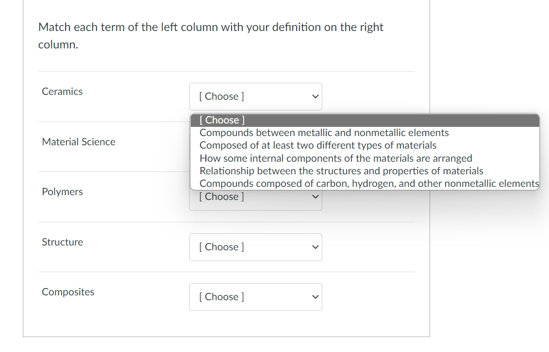 Solved Match each term of the left column with your | Chegg.com