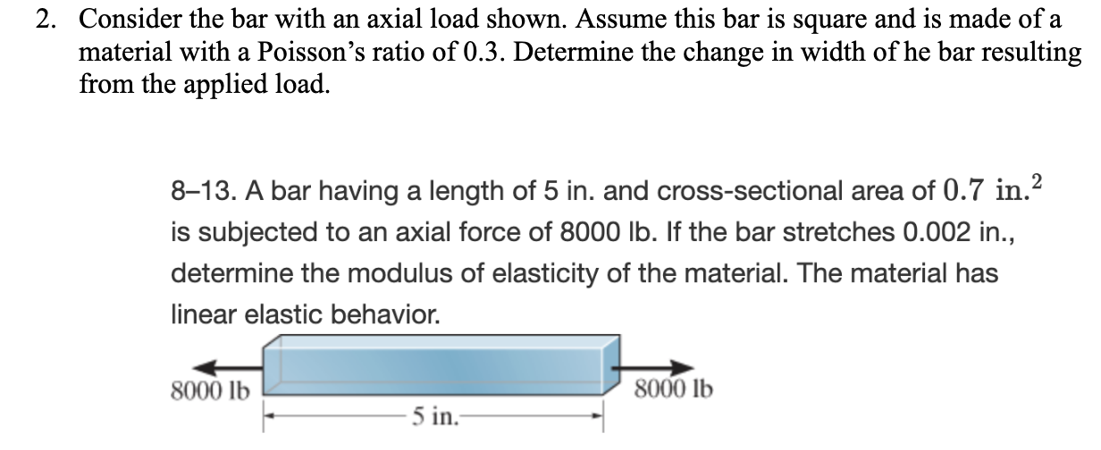 Solved 2. Consider the bar with an axial load shown. Assume | Chegg.com