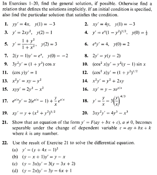 Solved In Exercises 1-20, find the general solution, if | Chegg.com