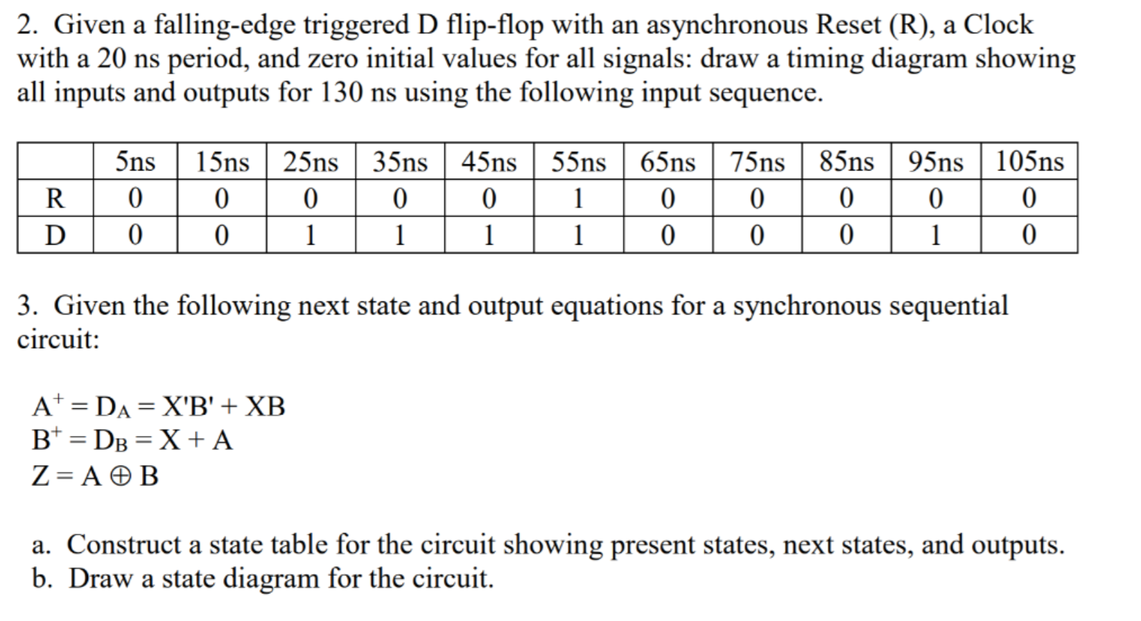 Solved 2. Given a falling-edge triggered D flip-flop with an | Chegg.com