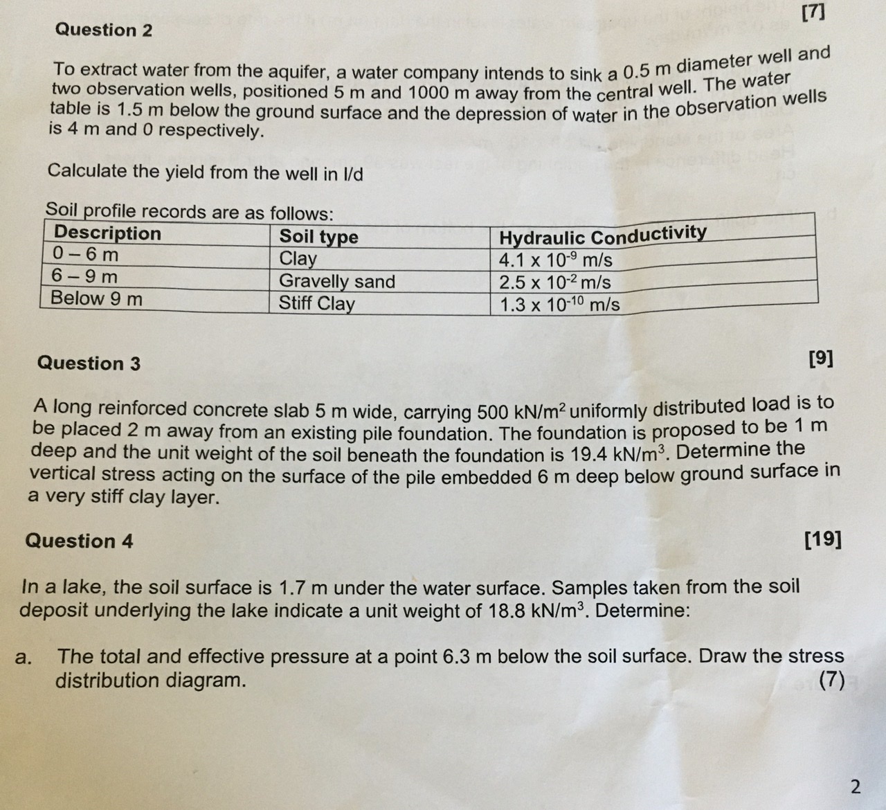 Solved Question 2 To extract water from the aquifer, a water | Chegg.com