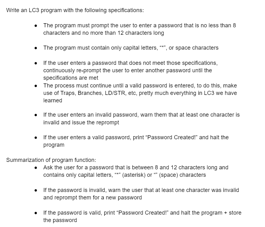 Solved Write An Lc3 Program With The Following 1996