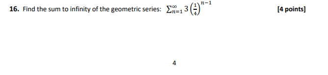 Solved n-1 16. Find the sum to infinity of the geometric | Chegg.com