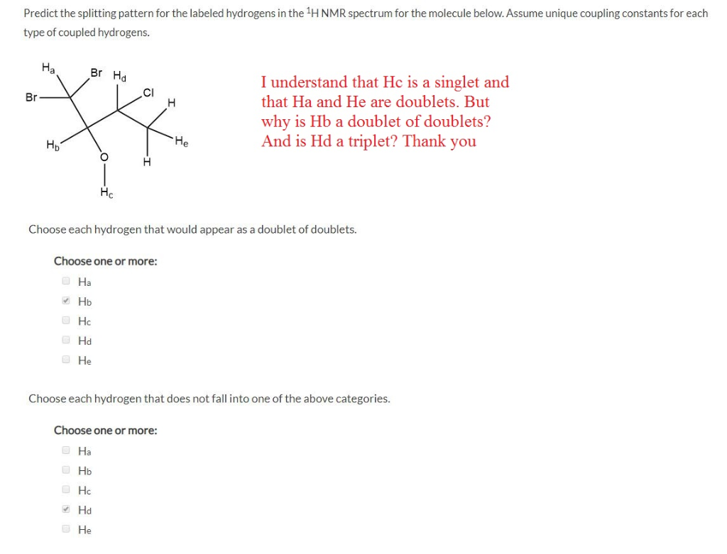 Solved Predict the splitting pattern for the labeled | Chegg.com