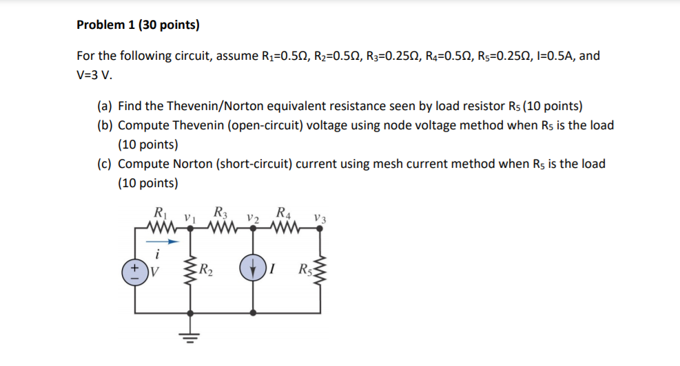 Solved Problem 1 (30 points) For the following circuit, | Chegg.com