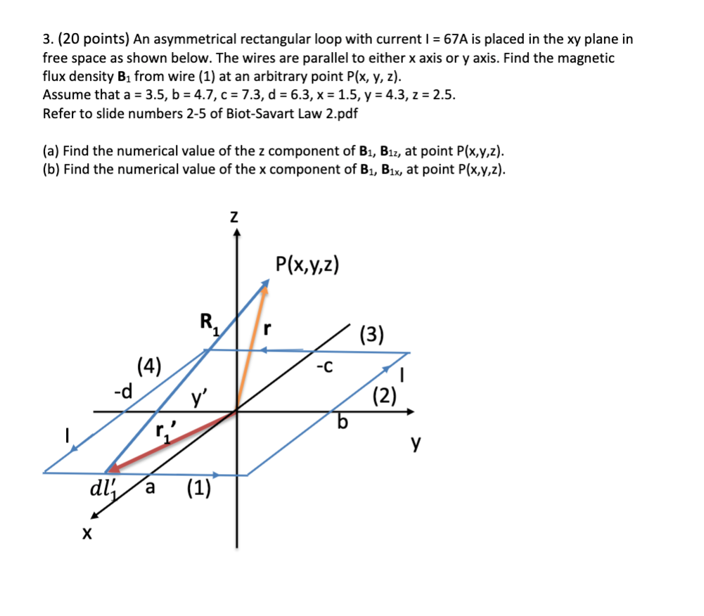 Solved (20 ﻿points) ﻿An asymmetrical rectangular loop with | Chegg.com