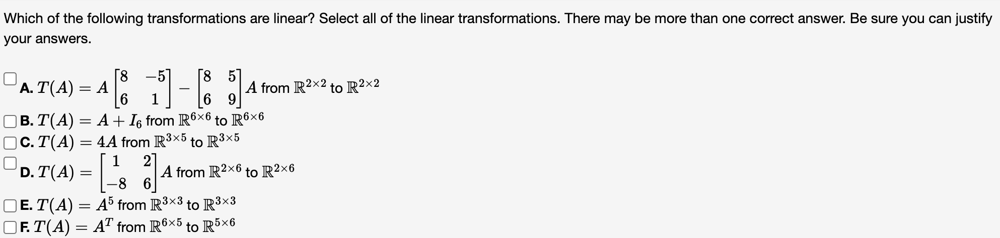 Solved Which of the following transformations are linear? | Chegg.com