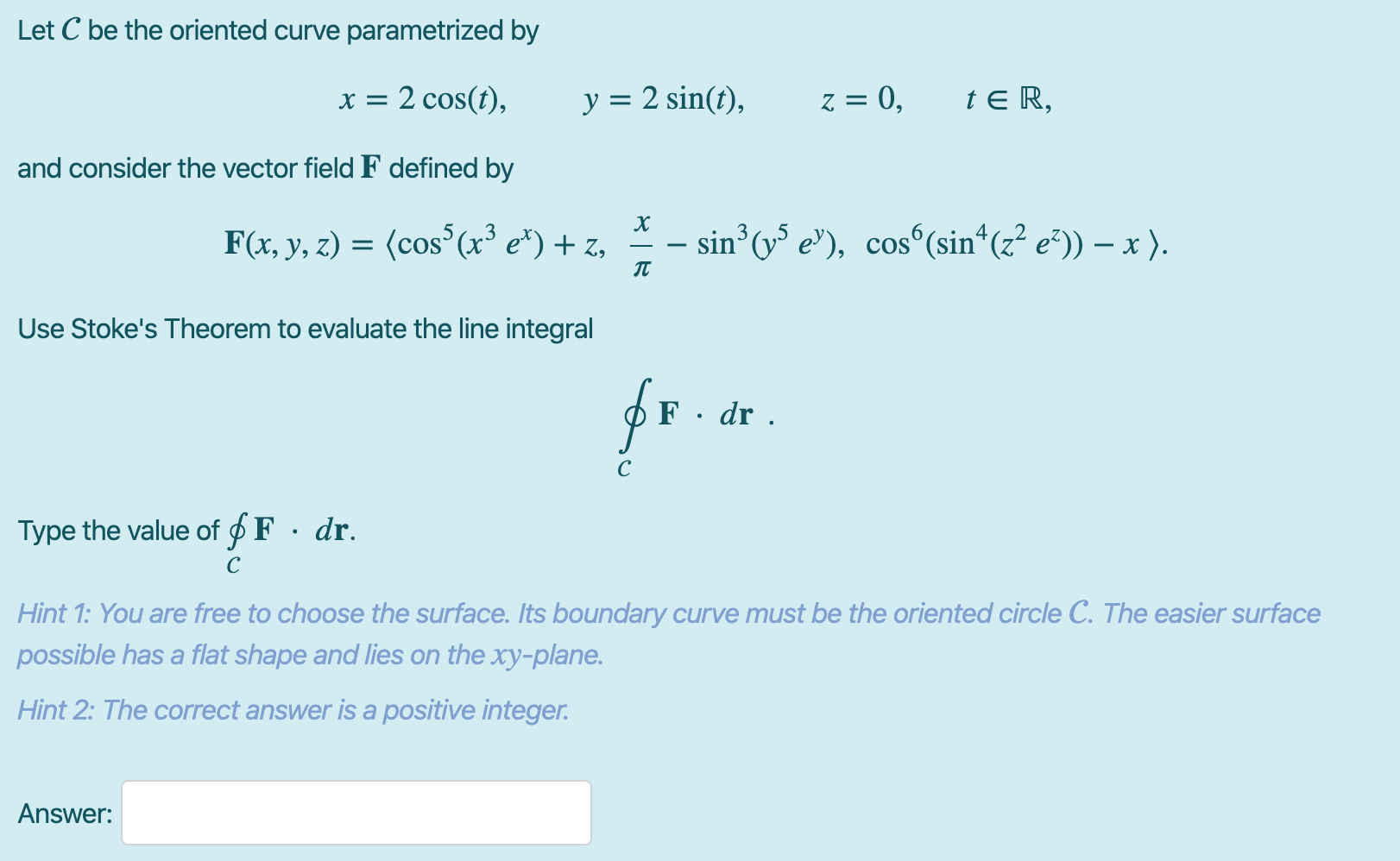 Solved Let C be the oriented curve parametrized by x = 2 | Chegg.com