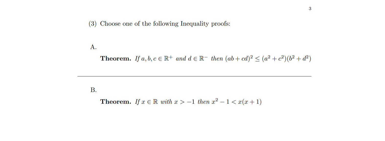 Solved 3 (3) Choose one of the following Inequality proofs: | Chegg.com