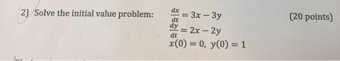 Solved Solve the initial value problem: dx/dt = 3x - 3y | Chegg.com