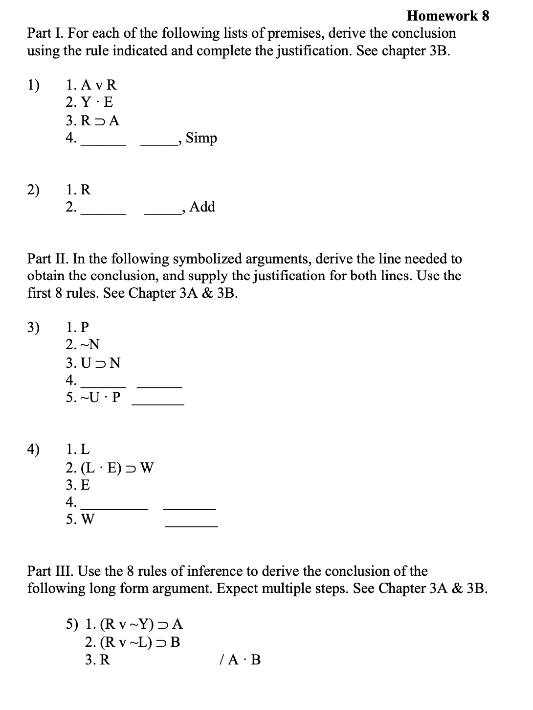 Homework 8 Part I. For each of the following lists of | Chegg.com