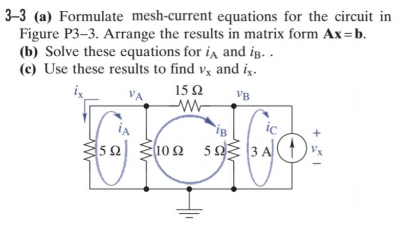 Solved 3-3 (a) Formulate mesh-current equations for the | Chegg.com